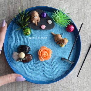 Mini Otter Zen Garden // Ocean Sand Blue Desk Accessory Women - Etsy