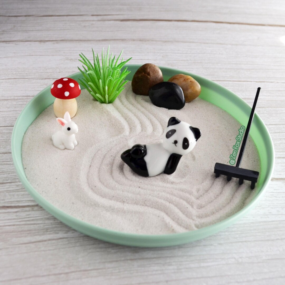 Silly Panda Bear Mini Zen Garden // Home Office Decor Desk Accessory ...