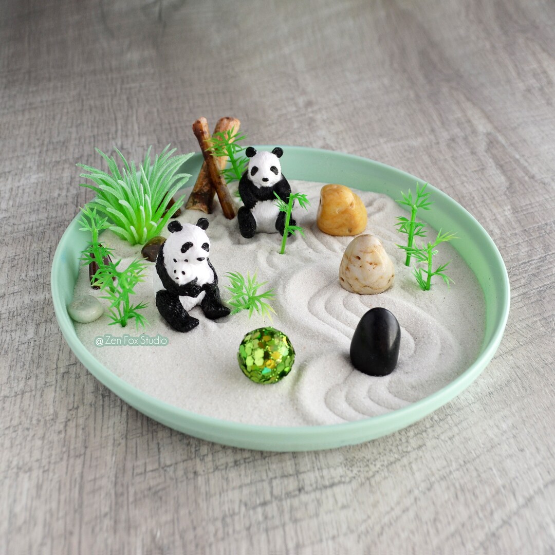 Panda Bear Mom Zen Garden // Home Office Desk Accessory Mindfulness Kit ...