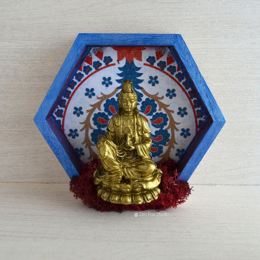 Goddess Wall Art // Kuan Yin Statue Floral Office Dorm Room Decor ...