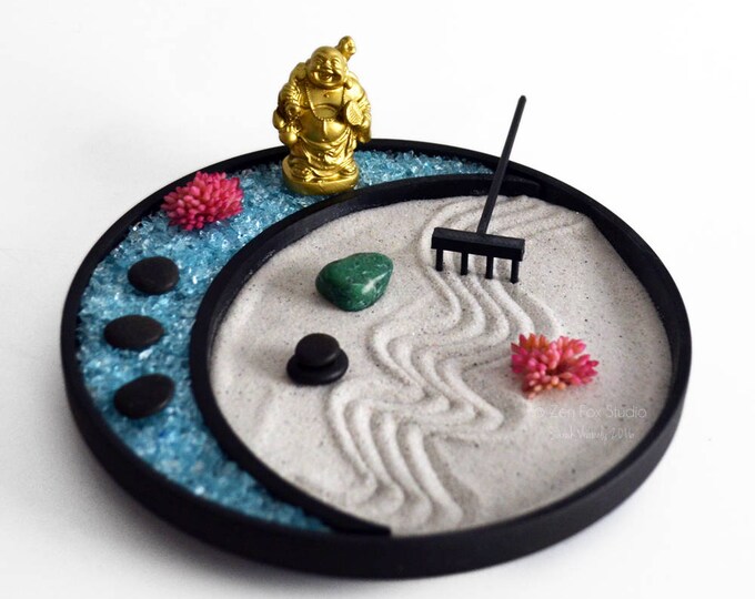 Mini Zen Garden // Buddha Statue // Random Tumbled Gemstone ...