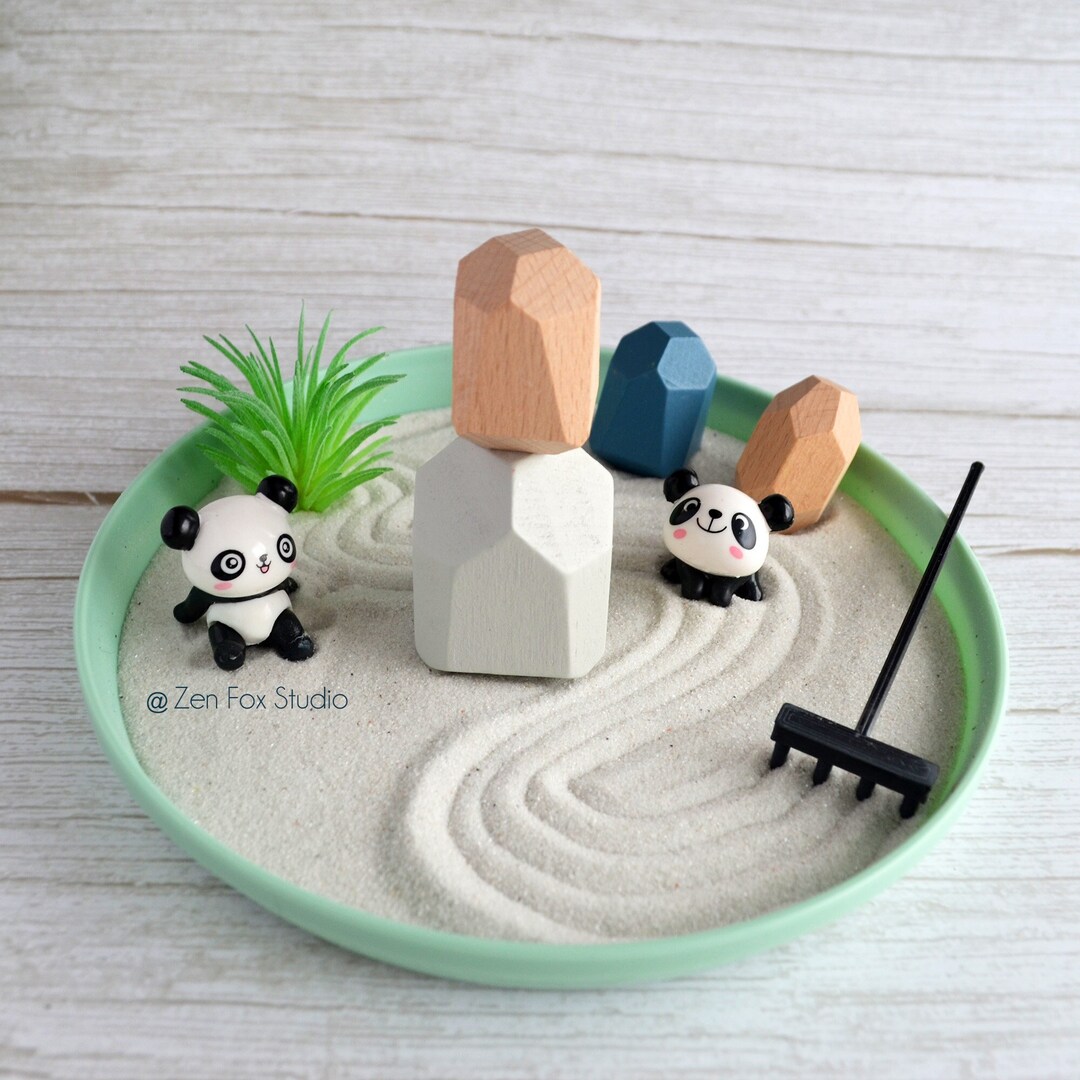 Wooden Stacking Block Zen Garden Panda Lover Gifts Desk Accessory ...