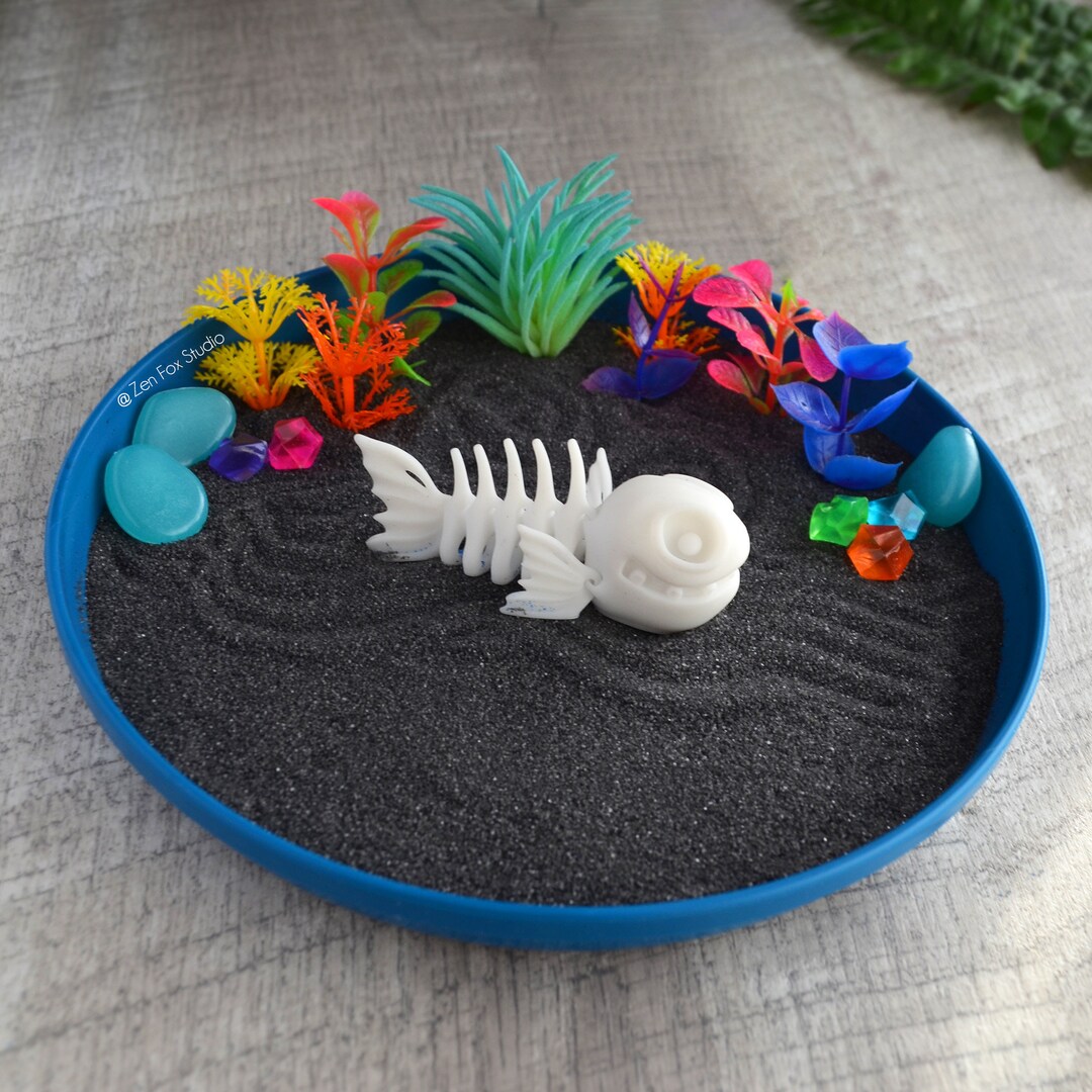 Colorful Tropical Mini Zen Garden // Fish Bones Skeleton Ocean - Etsy