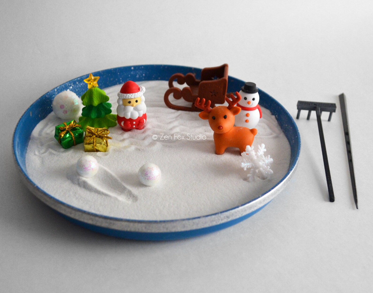 Christmas Zen Garden // Santa Holiday Decor Snowman Winter - Etsy