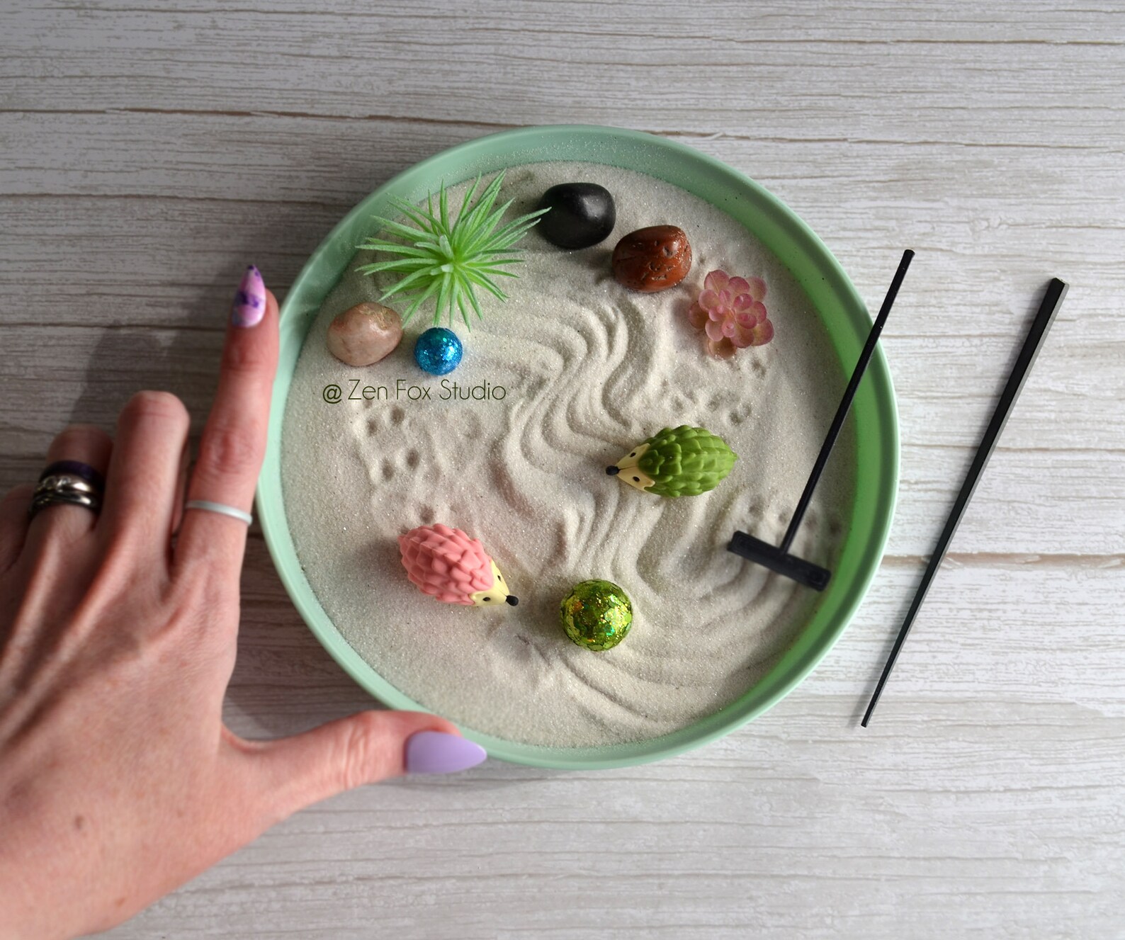 Hedgehog Mini Desktop Zen Garden // Woodland Desk Accessory Office ...