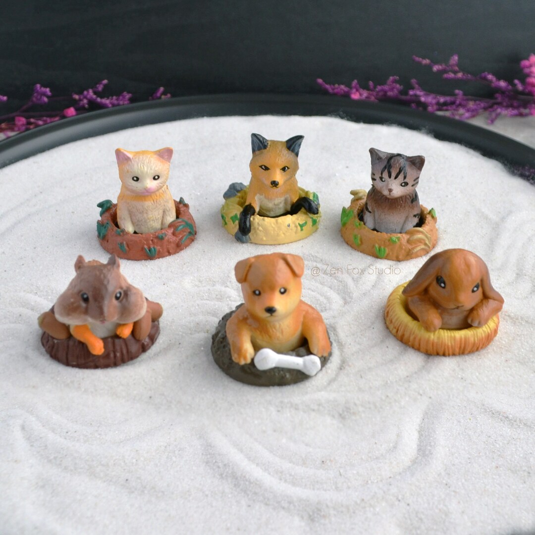 Cute Animal Zen Garden Desk Accessory // Mini Fairy Garden Kawaii ...