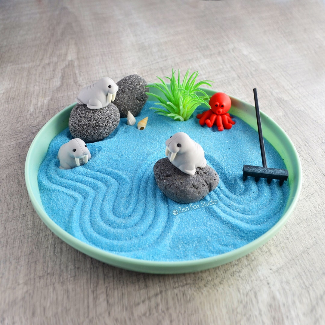 Mini Walrus Zen Garden // Ocean Desk Accessory Teacher Gifts Marine ...