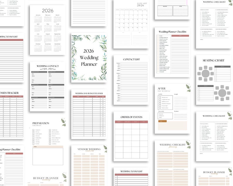2026 Wedding Planner Printable | 50 Page Wedding Planning Binder | Editable PDF | Wedding ...