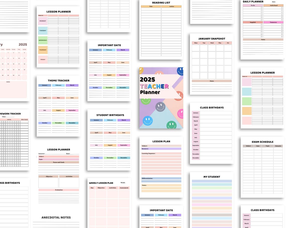 Printable 2025 Teacher Planner Digital Download - Etsy