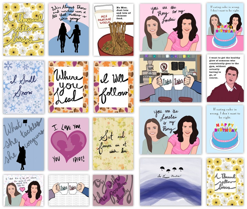 Set of 22 Gilmore Girls Greeting Cards / Prints (instant Printable ...
