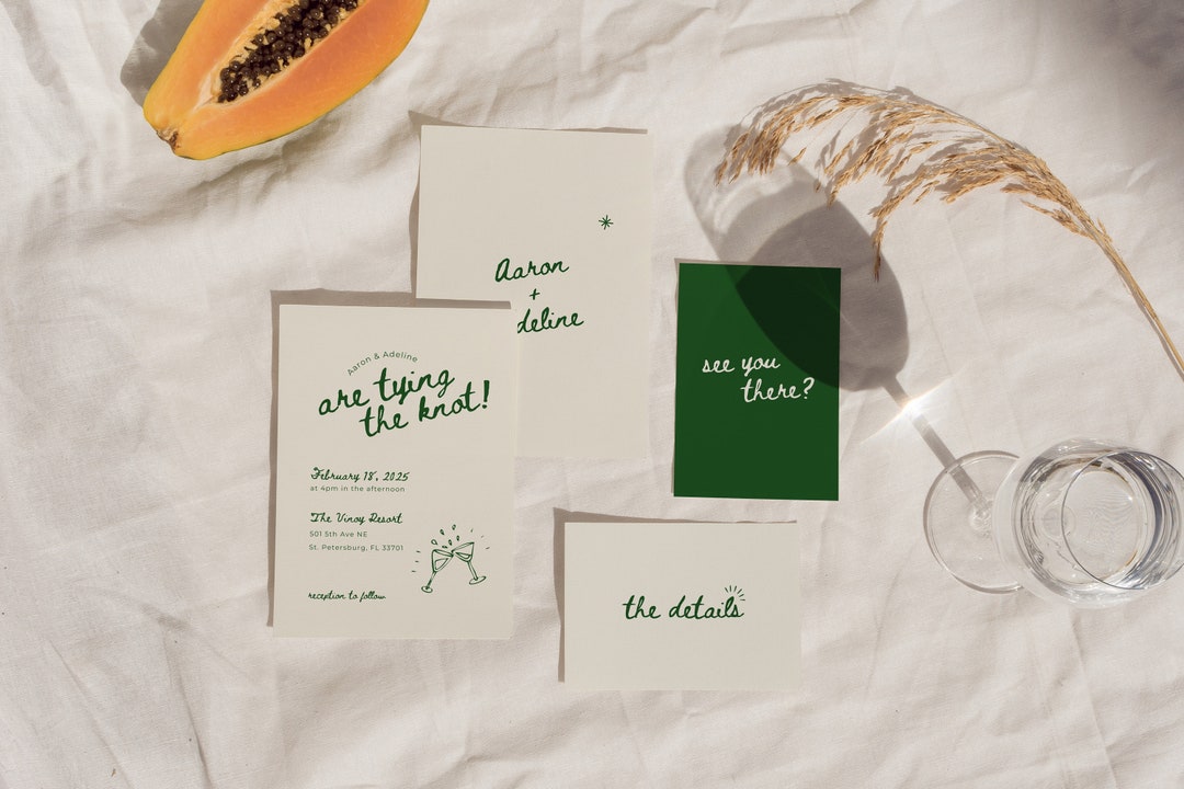 Handwritten Custom Wedding Invitation Suite Modern Printable Cards - Etsy