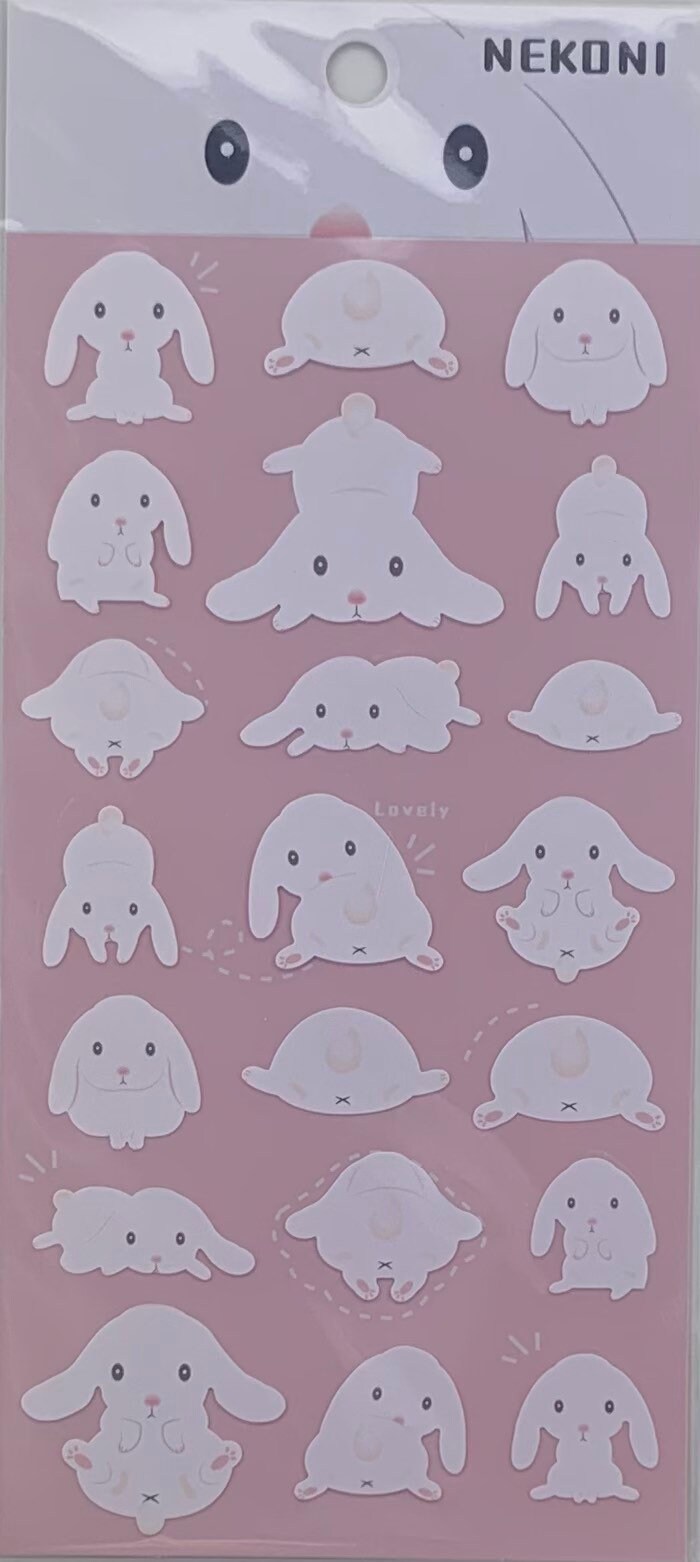Kawaii Korean Nekoni Bunny Rabbit Sticker Set - Etsy