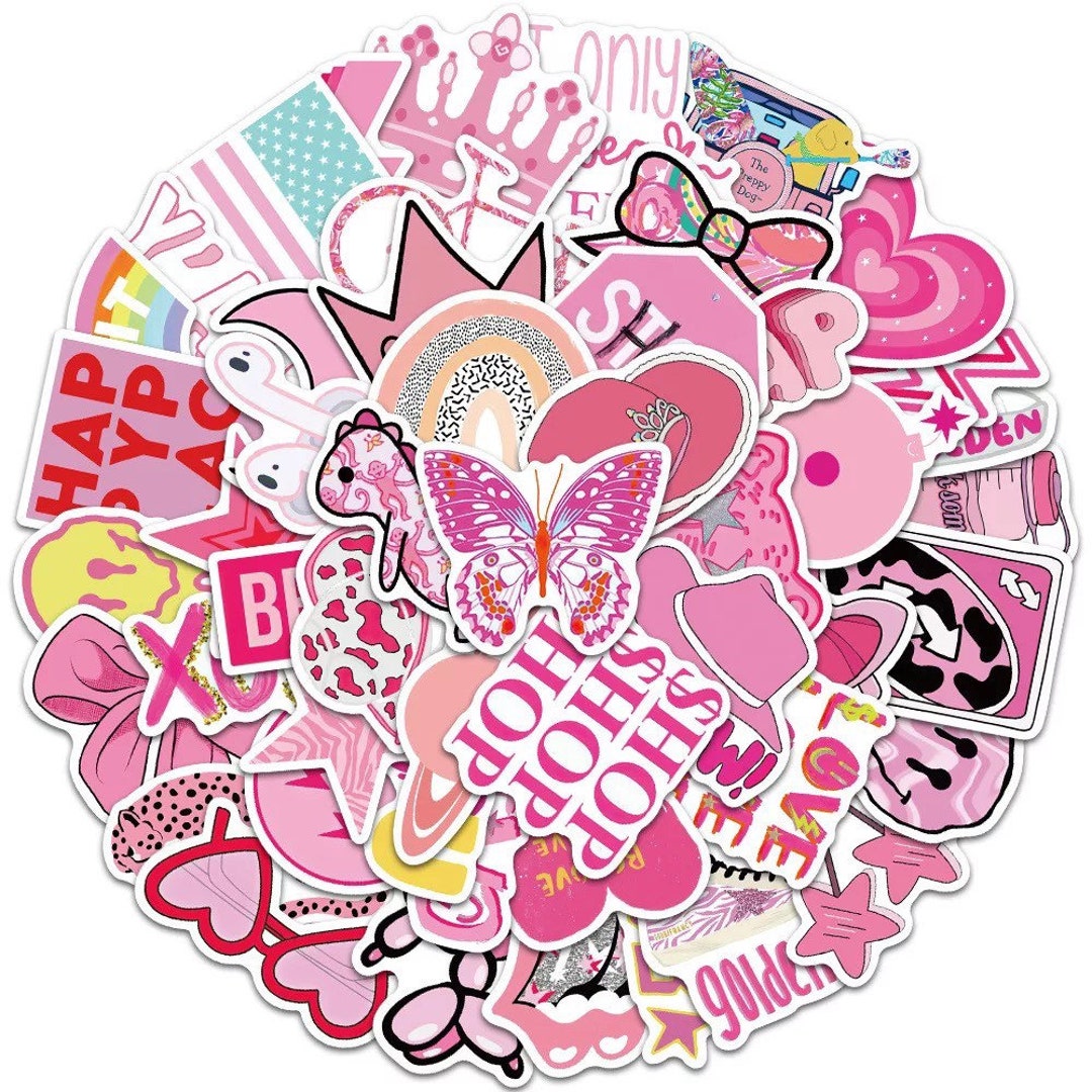 Kawaii Cute Pink Girl Stickers Waterproof - 50 Stickers - Etsy