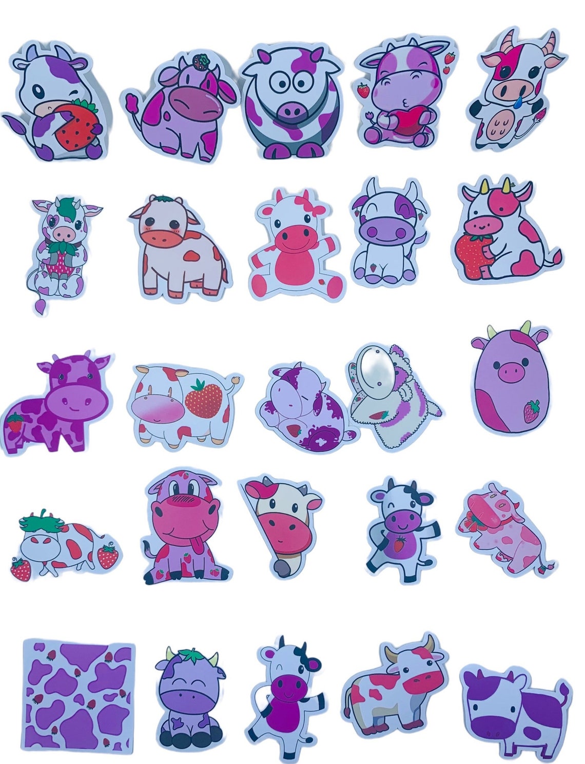 Adorable Strawberry Cows Stickers - Cow Set 2 - Etsy