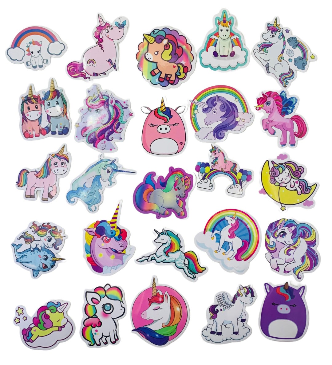 Kawaii Adorable Unicorn Set #1 - 50 Waterproof Stickers - Etsy
