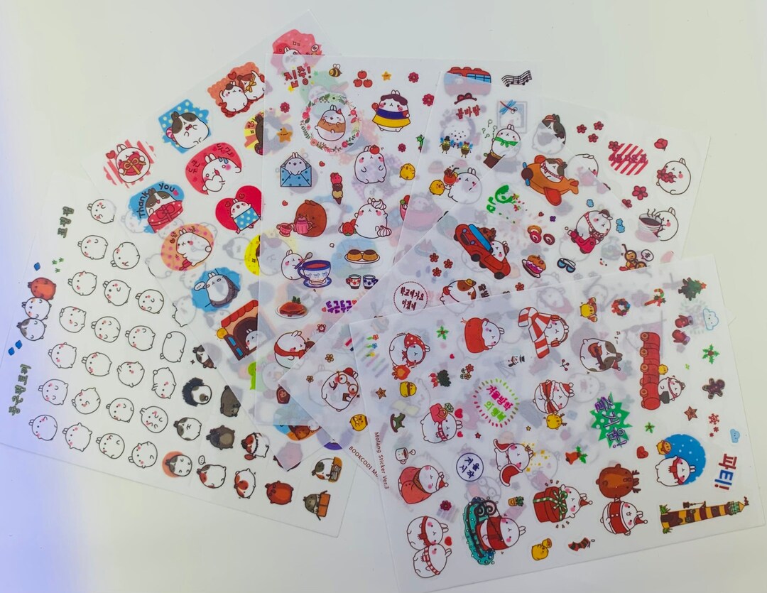 Kawaii Molang Bunny Rabbit Sticker Set - Molang Sticker Ver.3 - 6 Sheet ...