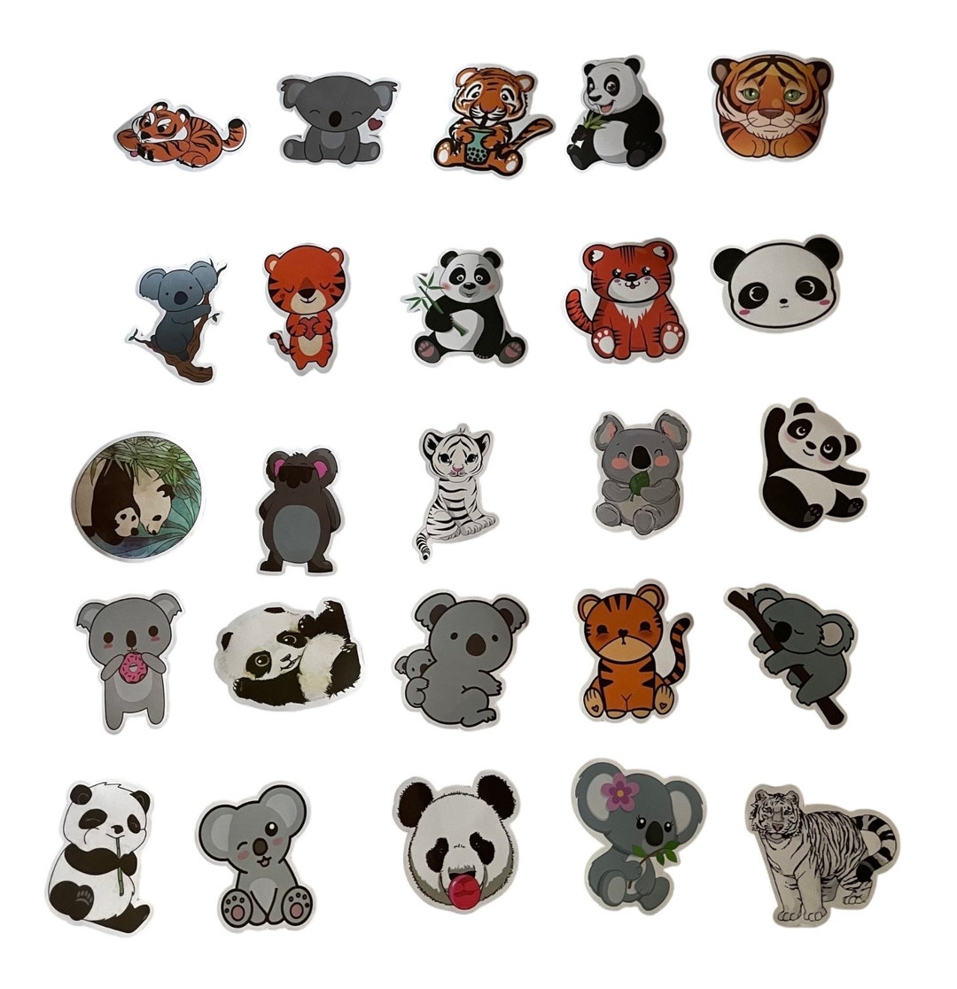 Kawaii Panda Tiger Koala Assorted Animals Style 1- 50 Waterproof ...