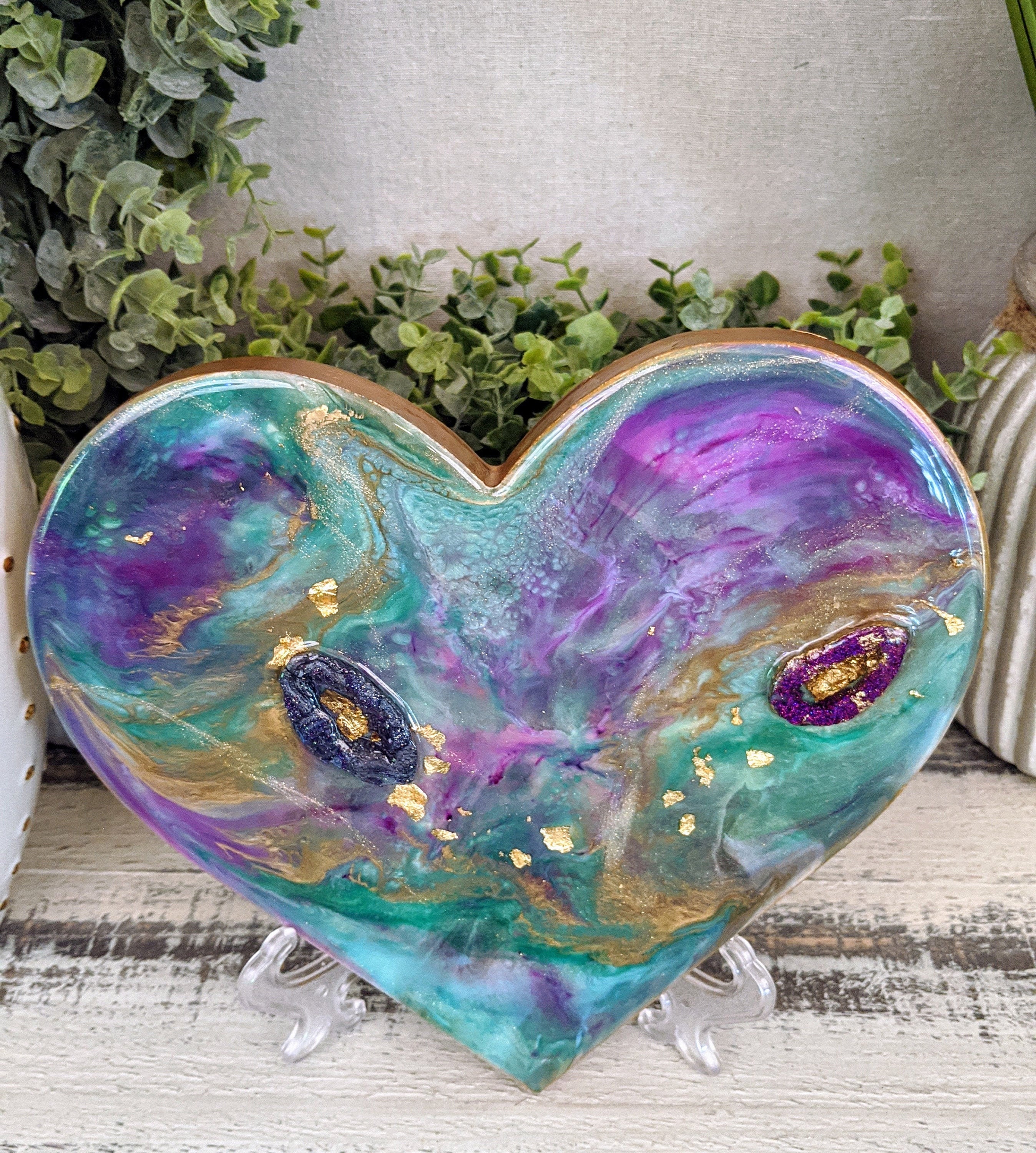 PoP of Love Wood Cycling Heart Epoxy Resin Pour Fathers Day Gift Biking ...