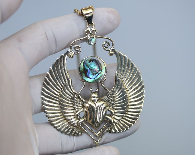 Egyptian Style Large Ceramic Scarab Dark Cobalt Blue Turquoise and Gold ...