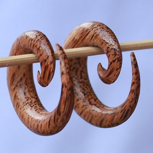 Basic Spiral Ear Gauge , Organic Body Jewelry, Hand Made Coconut Wood ...