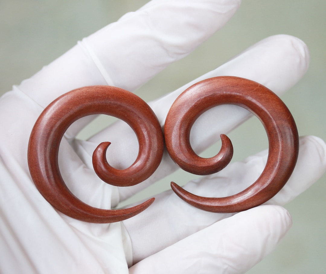 8 Mm / 0 Ga Basic Spiral Ear Gauges, Hand Made Saba Wood. Price per ...