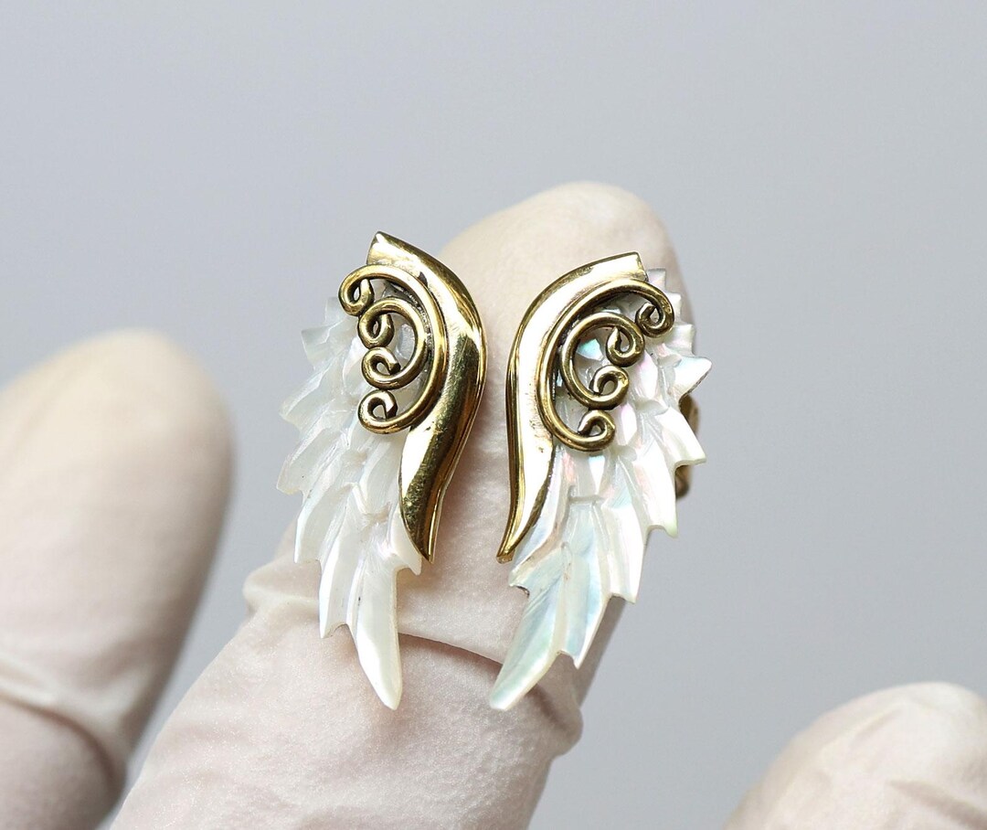 Angel Wings Rings , Hand Made Mother of Pearls Shells Set in Brass - Etsy
