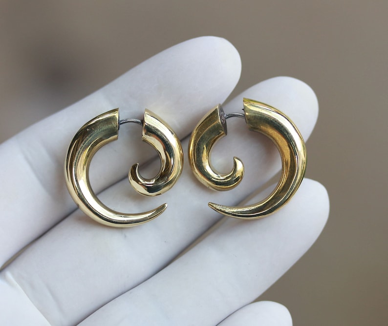 Small Basic Spiral Brass Split Gauges Fake Expander Fake - Etsy
