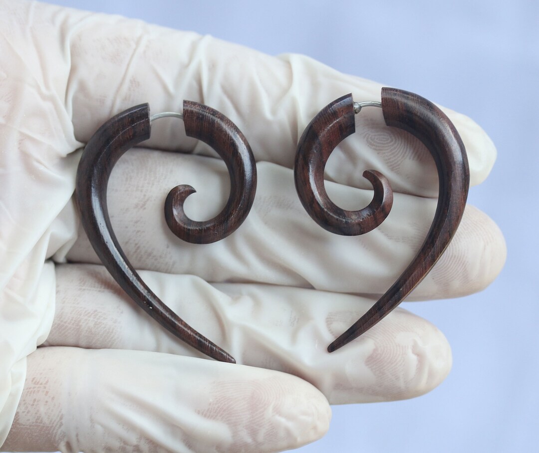 Tail Spiral Fake Gauge, Fake Expander, Hand Made Sono Wood With 316 L ...