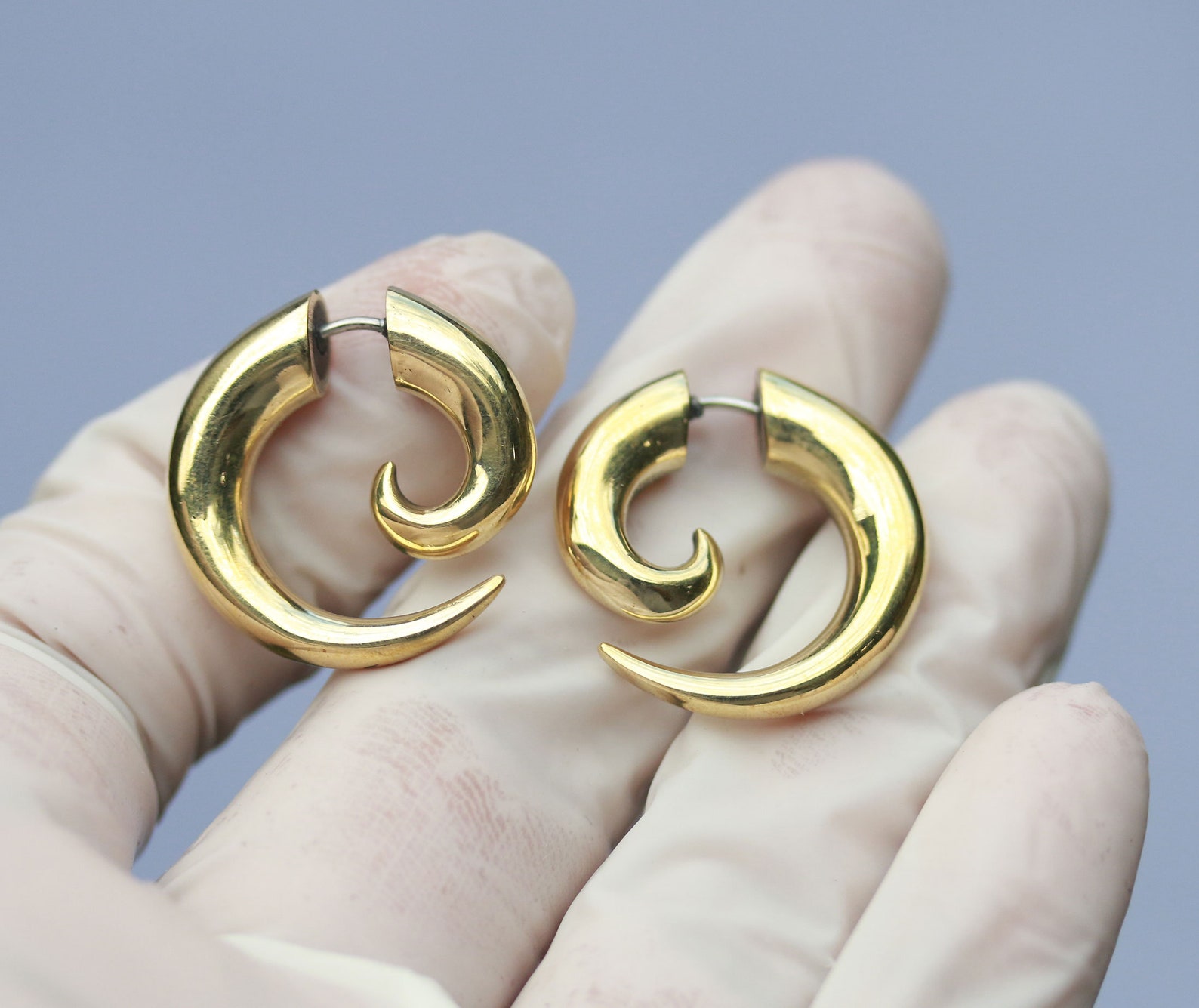Small Basic Spiral Brass Split Gauges Fake Expander Fake - Etsy