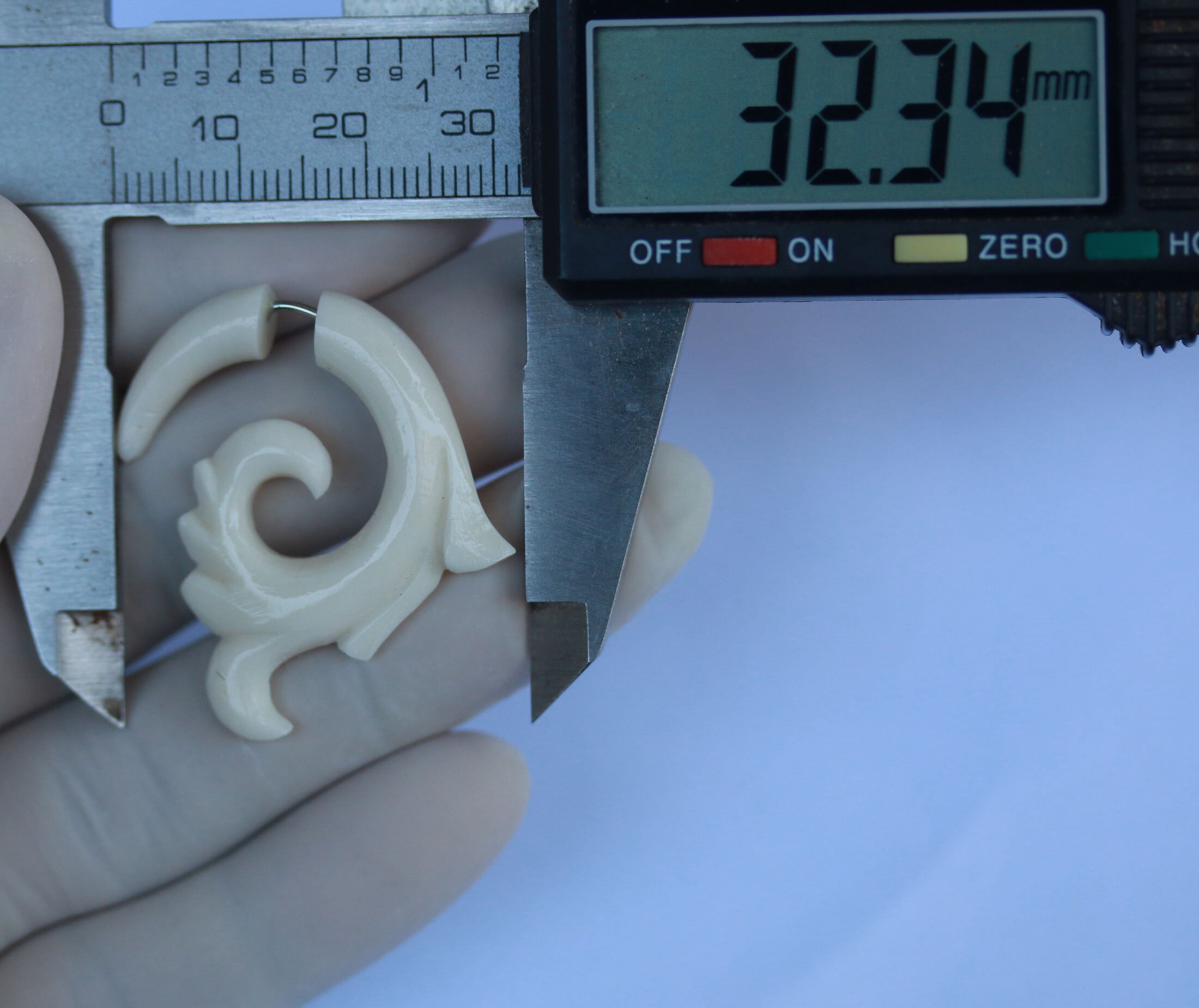 Floral Carved Cow Bone Split Gauges: Handmade Hypoallergenic Earrings ...