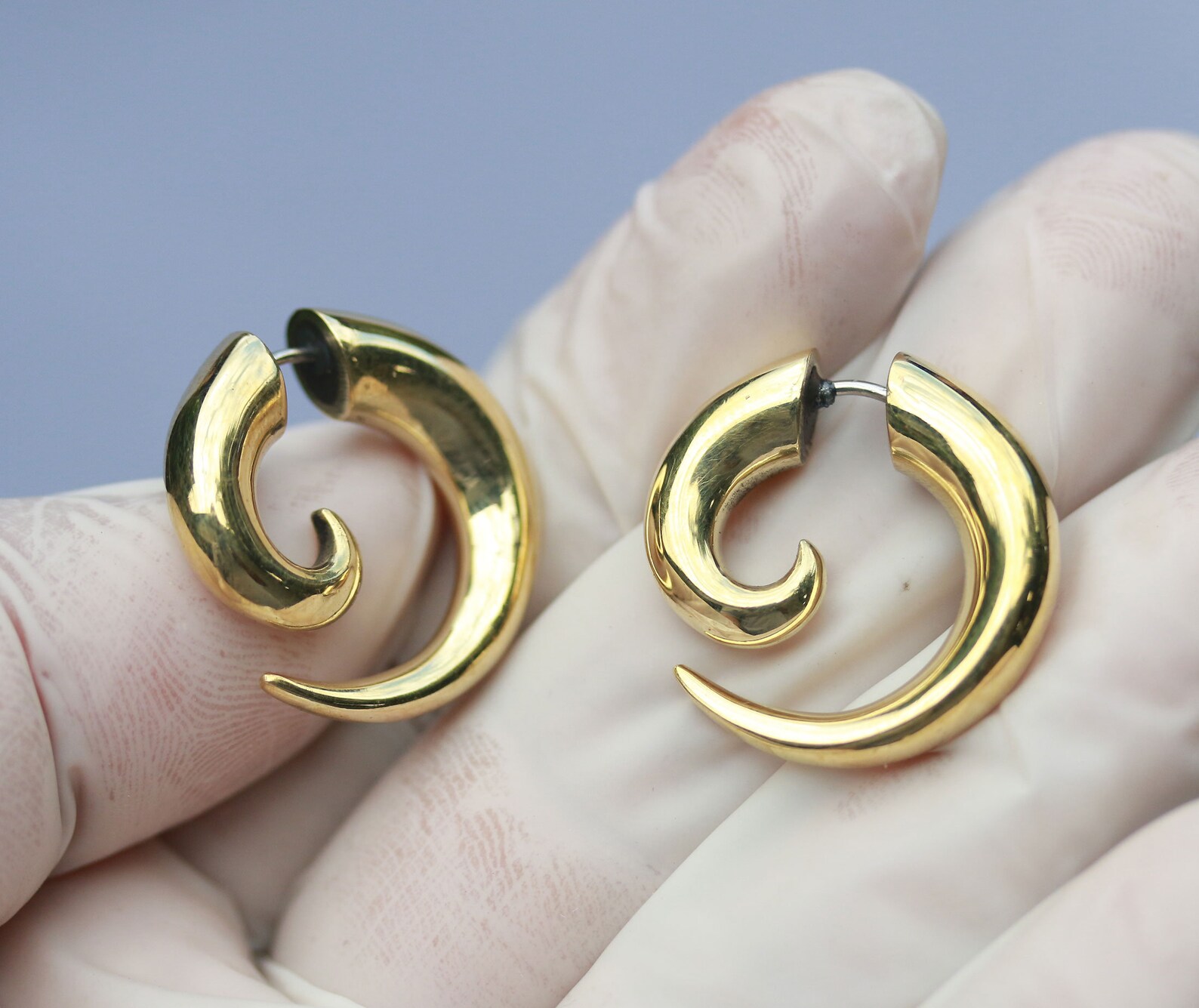 Small Basic Spiral Brass Split Gauges Fake Expander Fake - Etsy