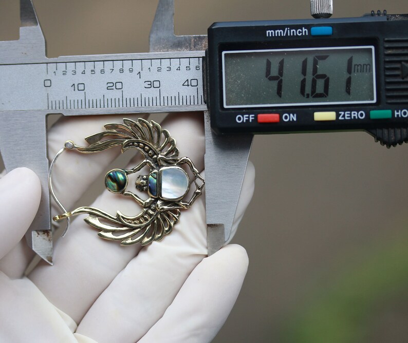 Victorian Scarab Beetle Earrings: Brass, Mop Shell, Abalone, Sterling ...