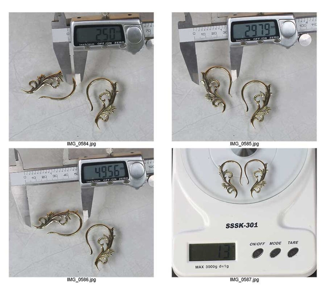 2mm-12g Floral Brass or Silver Plated Brass Ear Gauge brass - Etsy