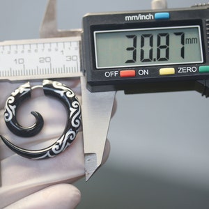 Spiral Fake Gauge, Fake Gauges, Hand Made Cow Horn and White Resin ...