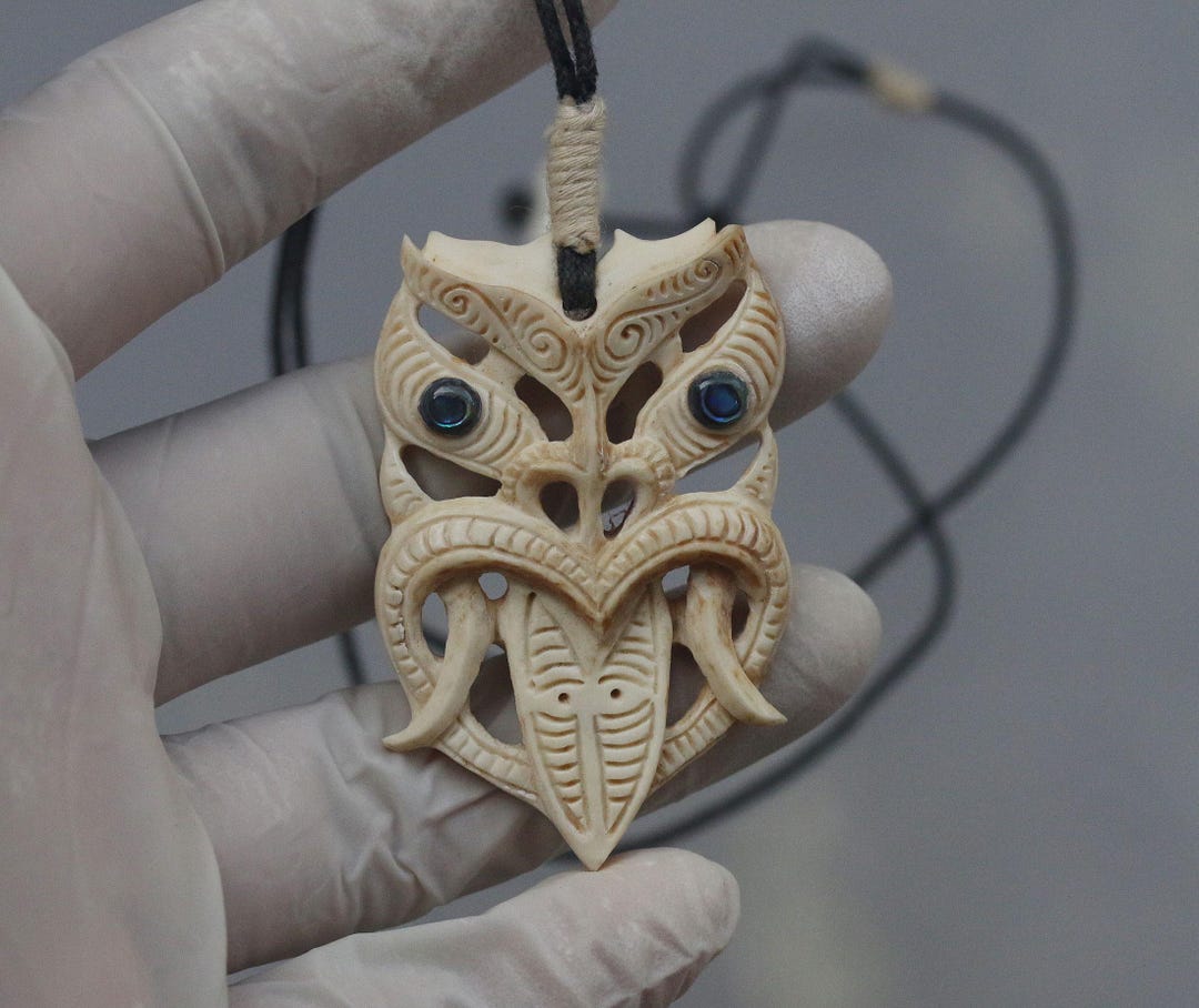 Maori Pendant, Tea Color Hand Made Bone Synthetic Leather String , You ...
