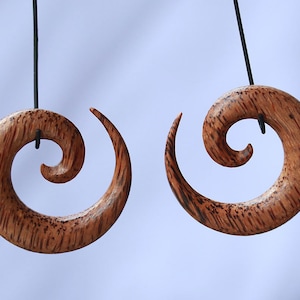 Basic Spiral Ear Gauge , Organic Body Jewelry, Hand Made Coconut Wood ...