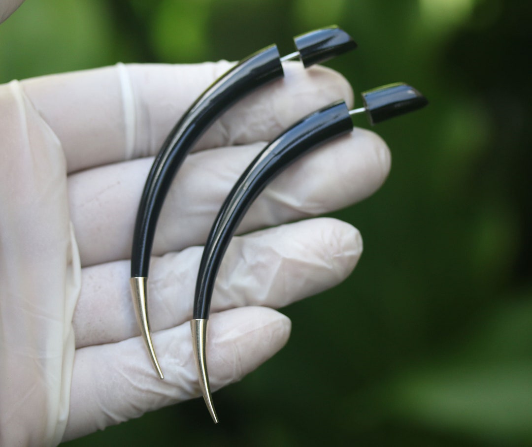 Long Spikes Fake Gauges, Handmade Cow Horn With Alpaca Tip, Surgical ...