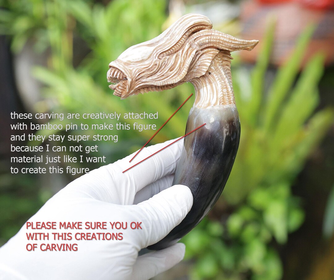 Alien Figure Handle , Hand Carve Dear Horn and Buffalo Horn, You Will ...