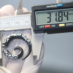 Spiral Fake Gauge, Fake Gauges, Hand Made Cow Horn and White Resin ...