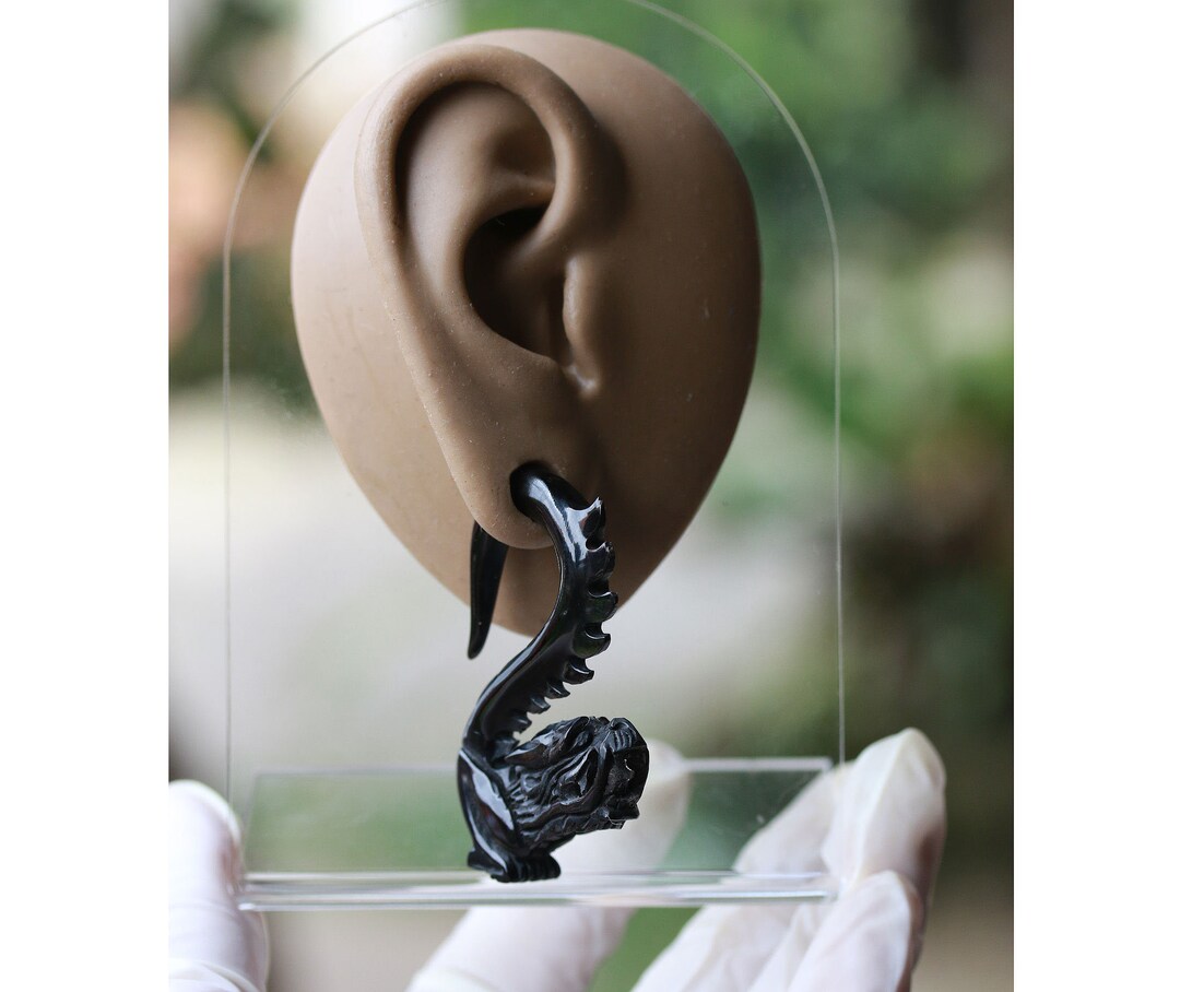 Hand Carved Dragon Horn Ear Gauges: Tribal Jewelry (pair) - Etsy