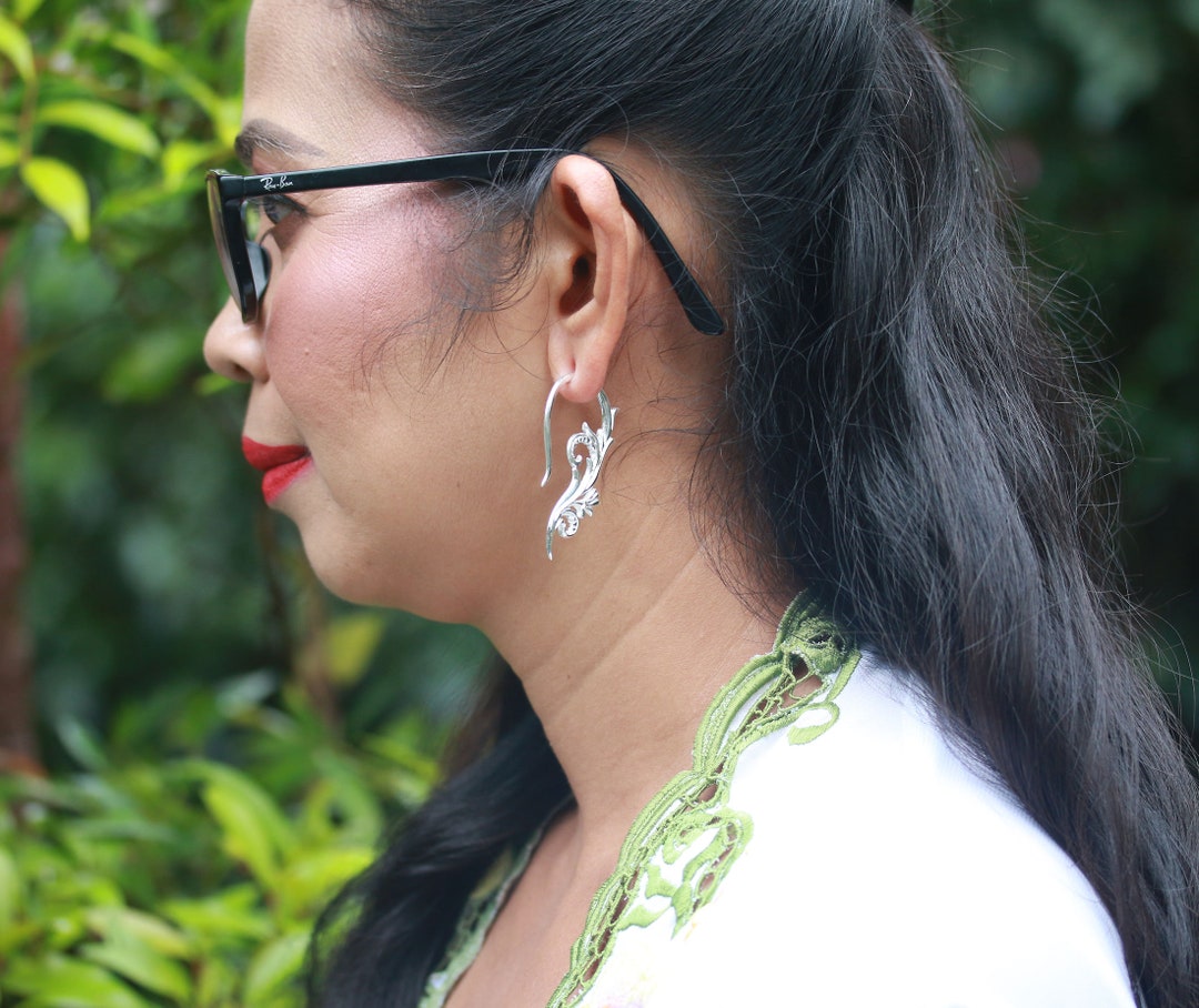 2mm-12g Floral Brass or Silver Plated Brass Ear Gauge ,brass Hanging ...