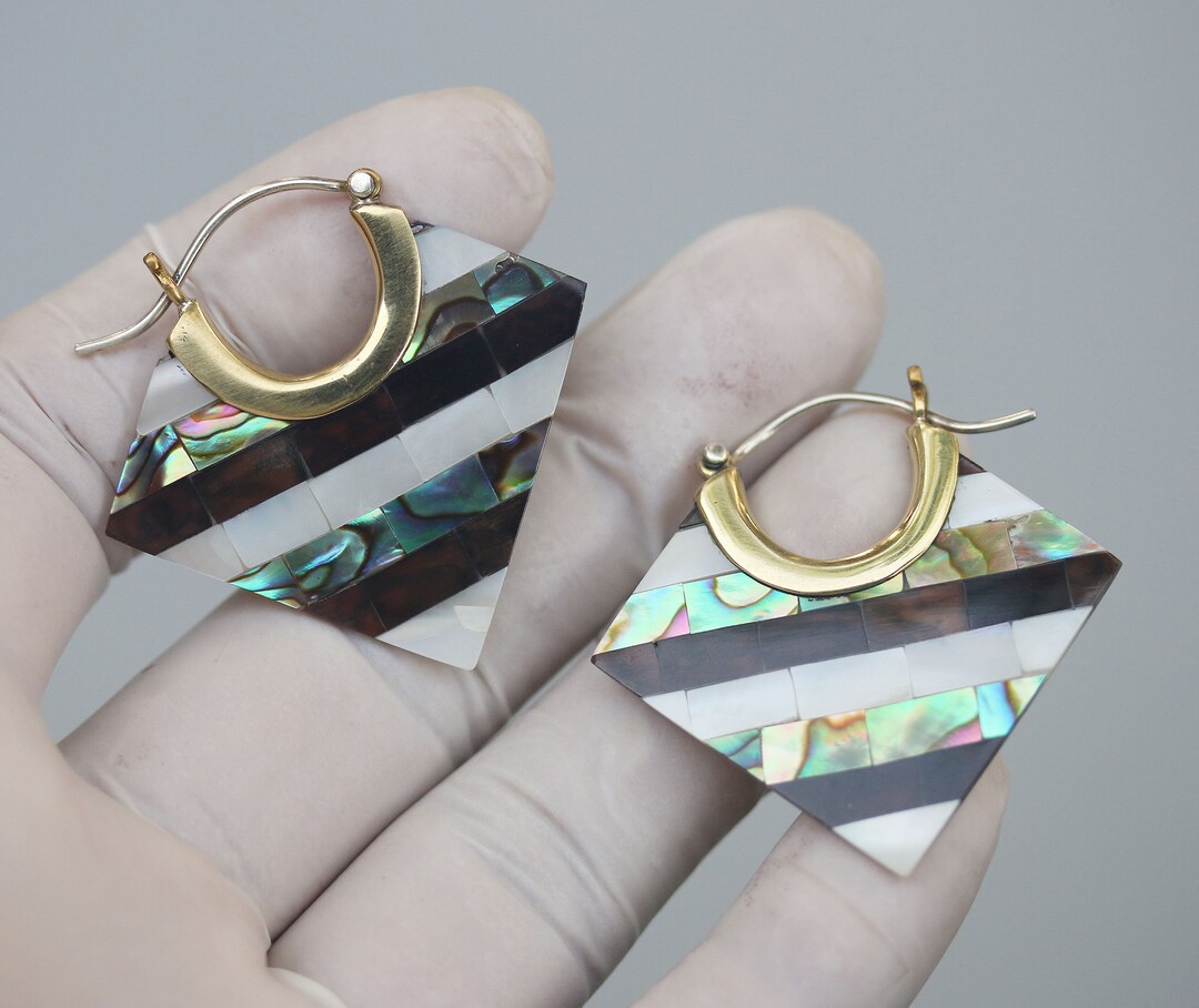 Earring With Shells Combinations Handmade. With Brass and Silver Post ...