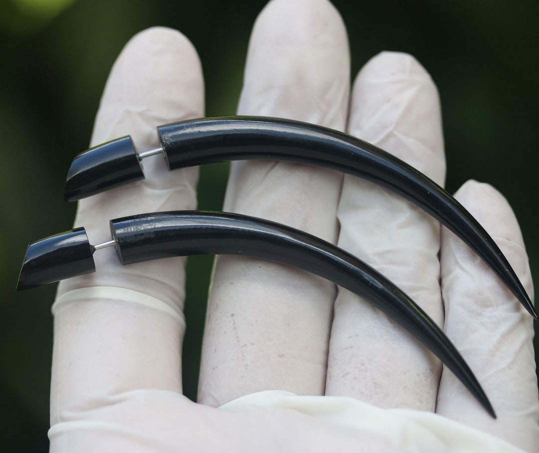 Large Spikes Style Fake Gauges, Hand Made Cow Horn With Alpaca Tip ...