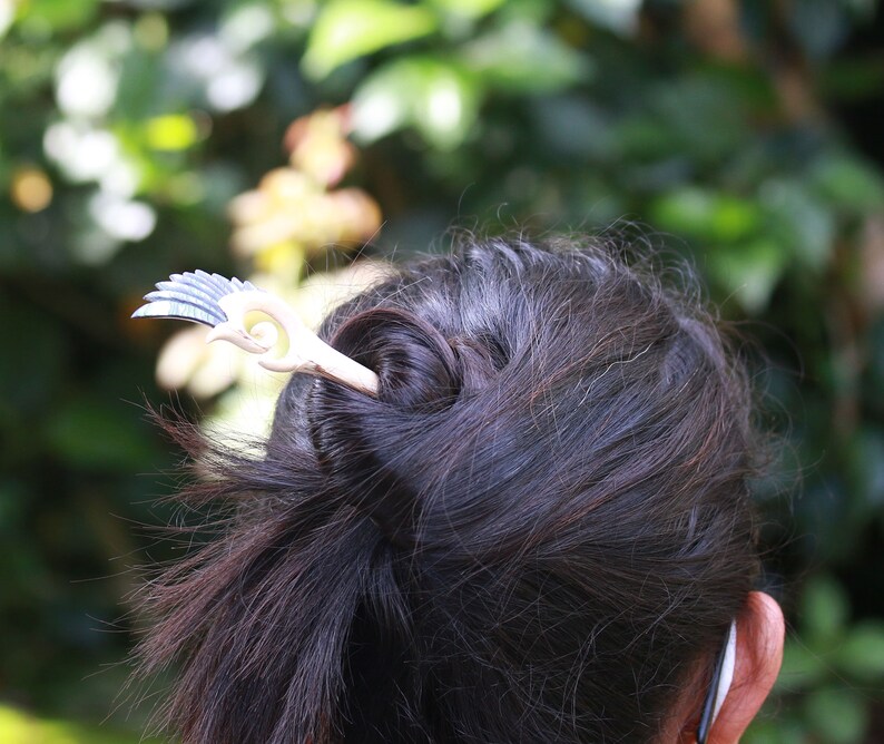 Angel Wing Shells and Tamarind Wood Hair Stick. Hair Prong - Etsy