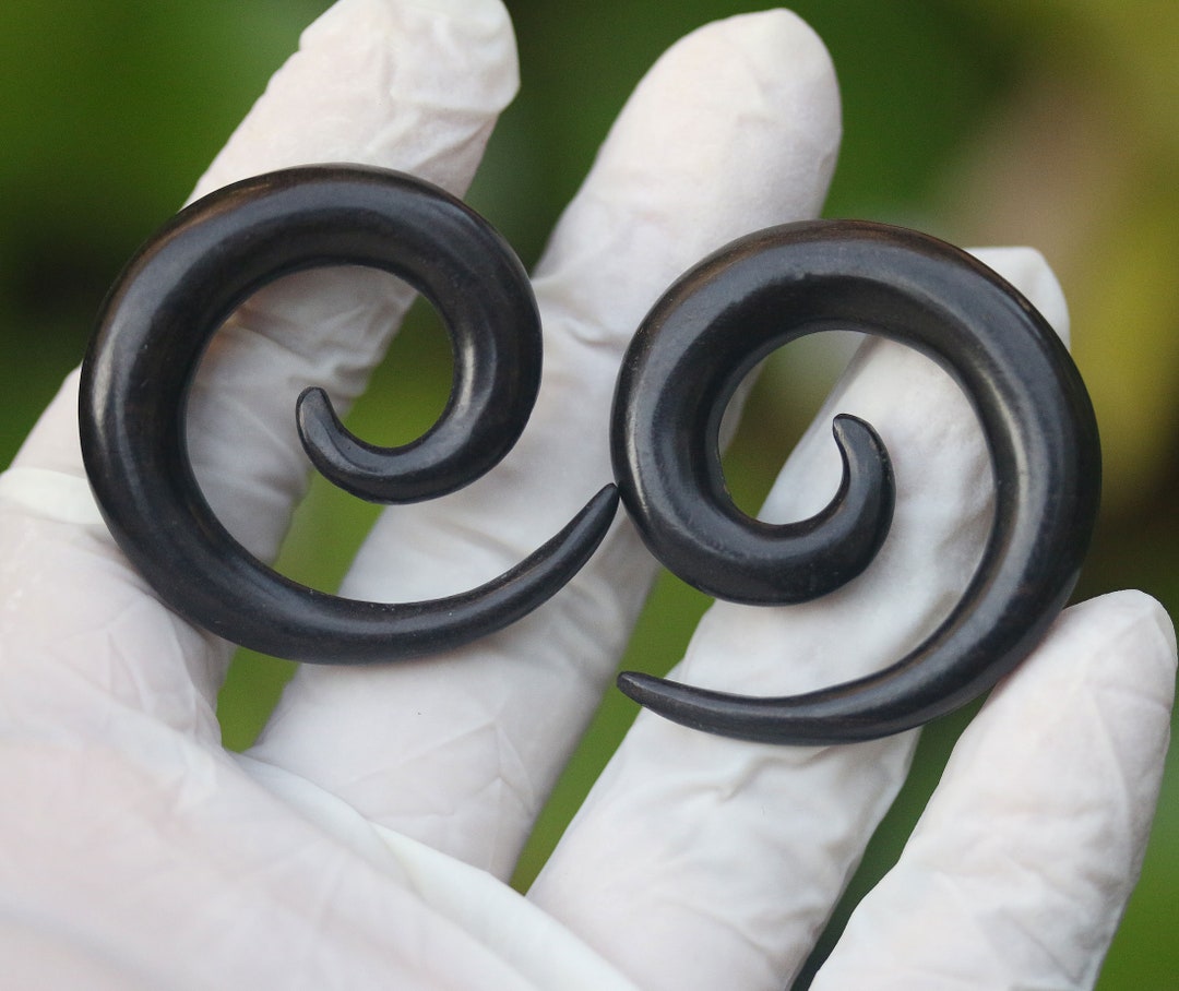 Old School Spiral Gauge Earrings, Hand Made Black Arang Wood, Price per ...