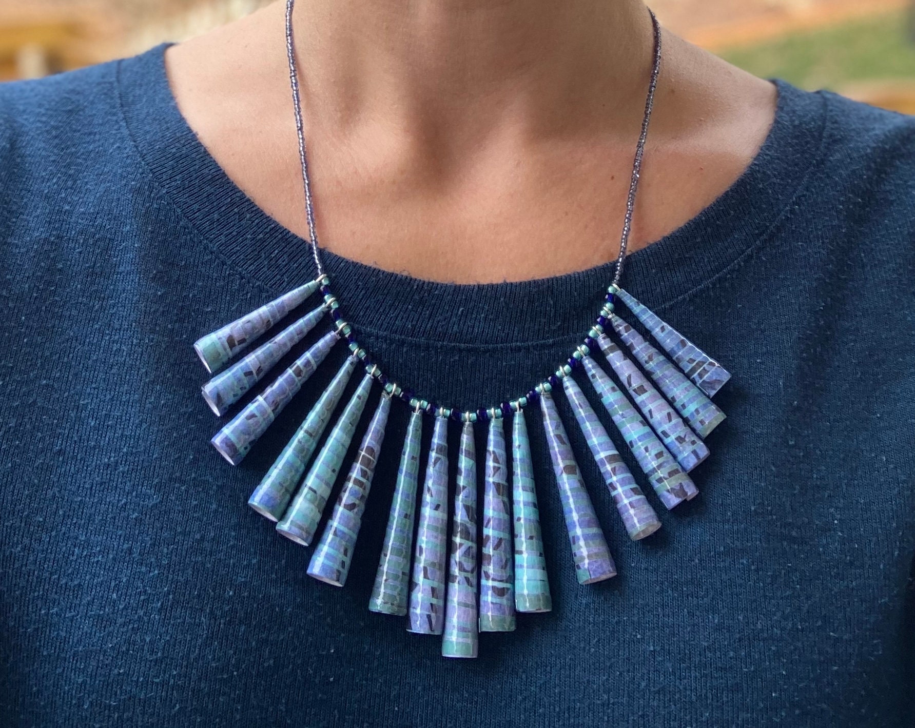 Cone Shaped Paper Bead Necklace - Etsy