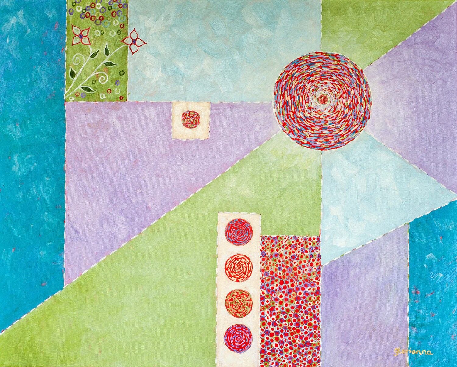 Abstract Oil Painting Patchwork Quilt Circles Triangles Pastel - Etsy