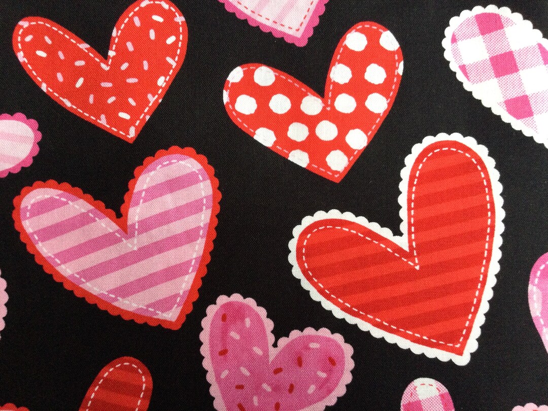 Fancy Hearts on Black by Brother Sister Design Studio/ Quilting Sewing ...