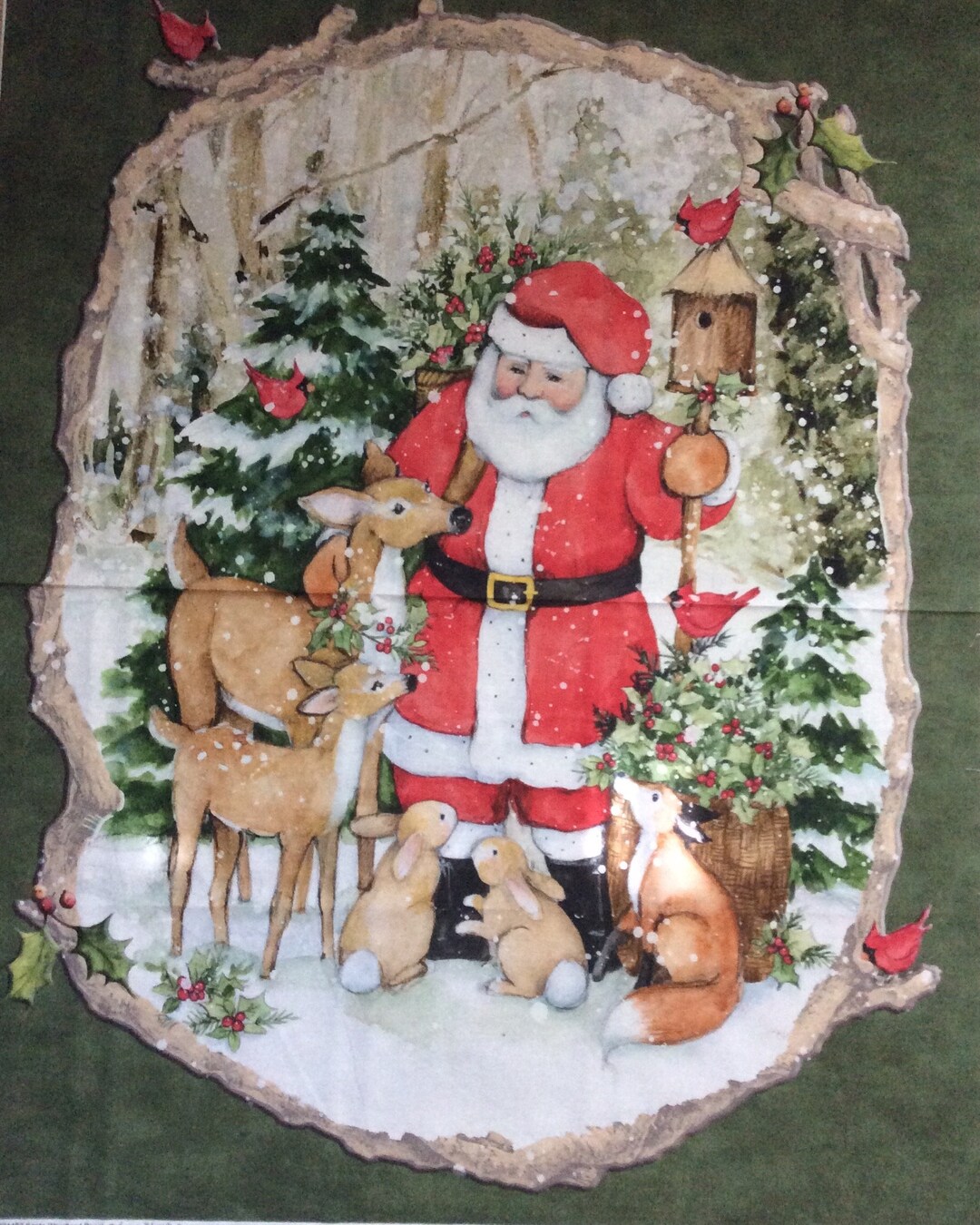 Woodland Santa Panel by Susan Winget/quilting Sewing Craft Fabric/fox ...