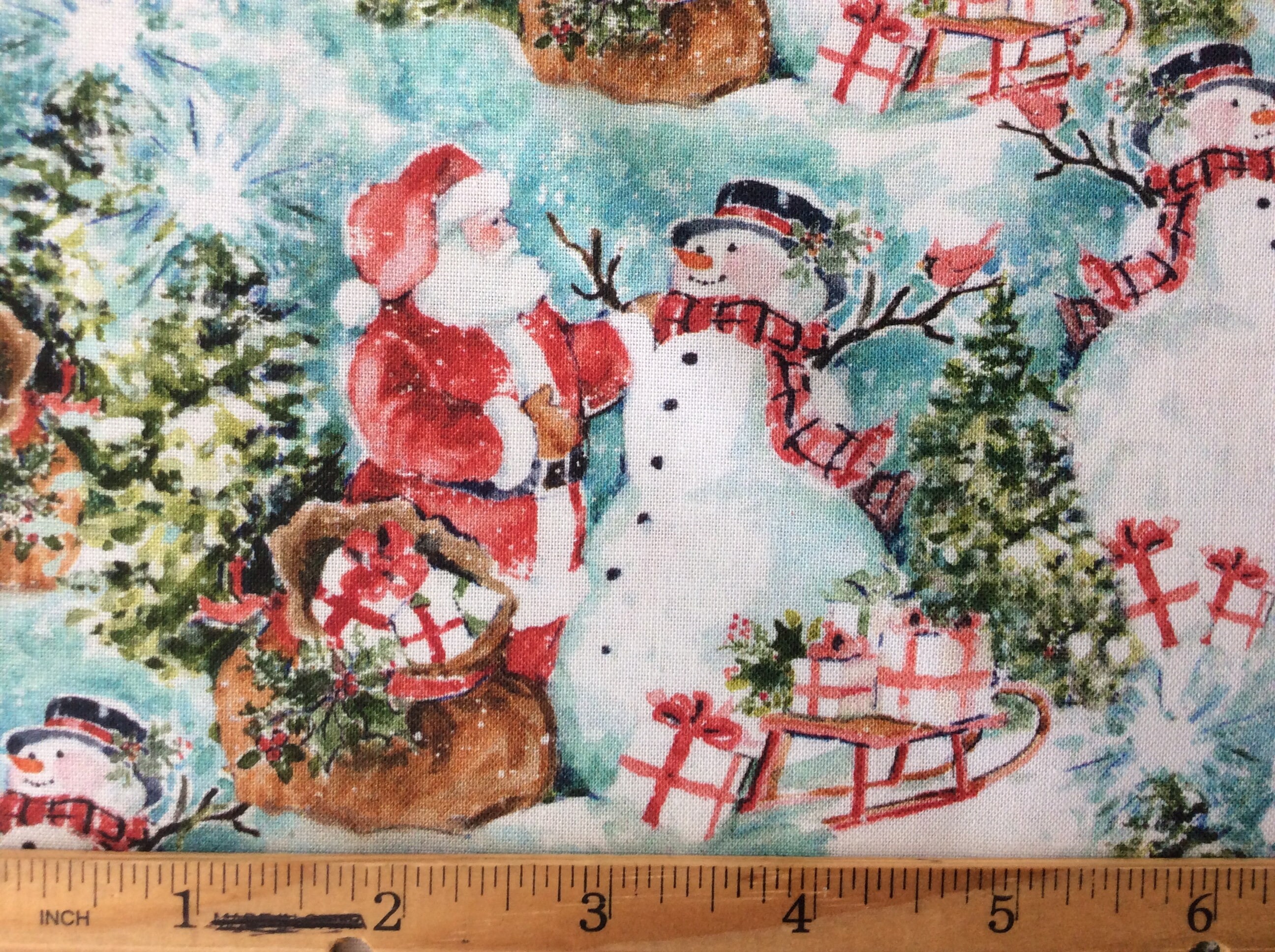 Santa’s Snowman by Susan Winget/quilting Sewing Craft Fabric/fir Tree ...